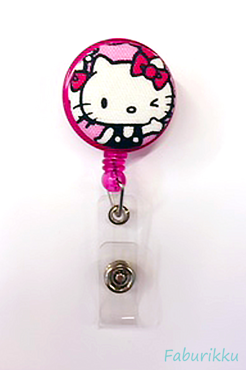 Hello Kitty Magenta Wink Clip-On Badge Reel | Faburikku