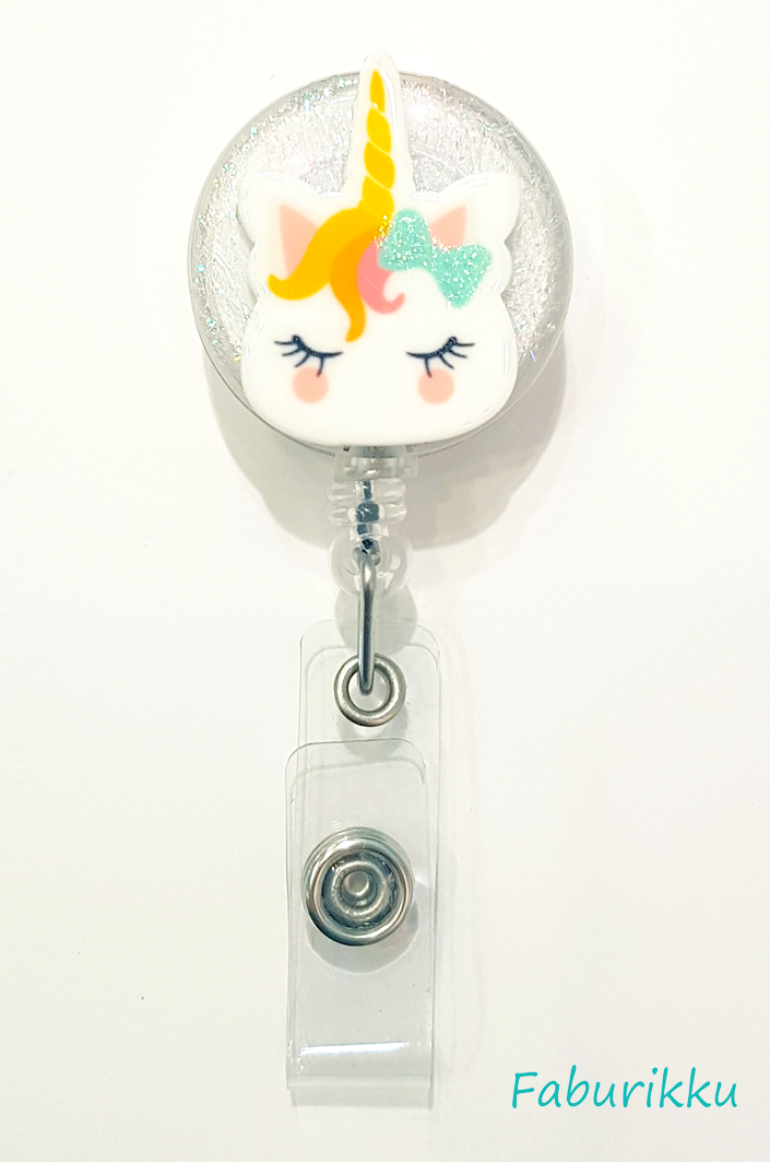 3D Unicorn Skippy Clear Clip-On Badge Reel